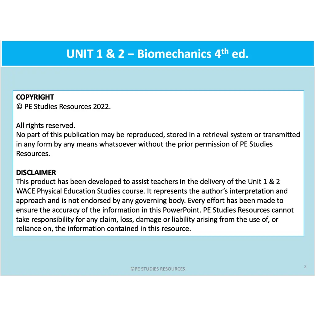 ATAR UNIT 1 & 2 - Biomechanics – PE Studies Resources