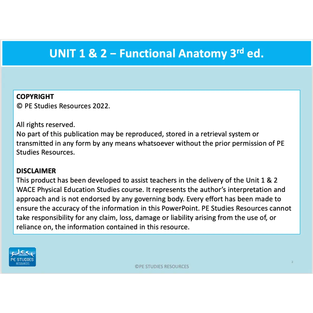 ATAR Unit 1 & 2 Functional Anatomy PowerPoint – PE Studies Resources