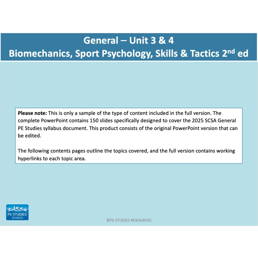 General PE Studies Unit 3 & 4: Biomechanics, Psychology – PE Studies ...
