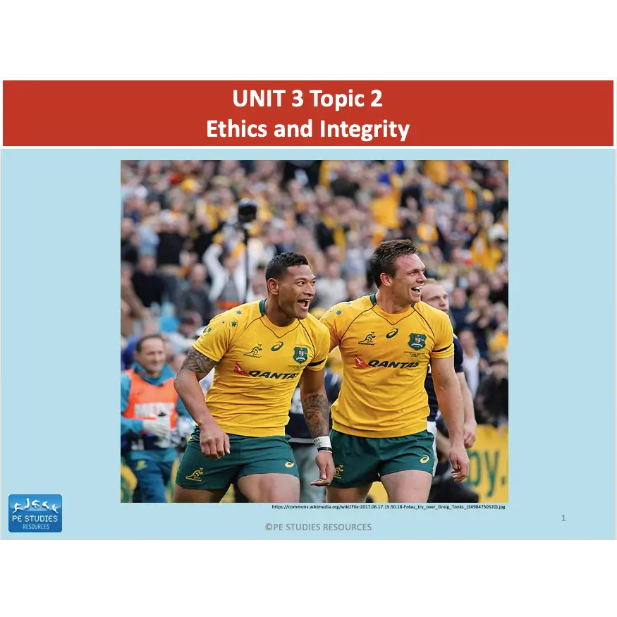 UNIT 3 Topic 2 - Ethics & Integrity | QCE PE Studies – PE Studies Resources