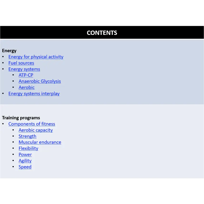 UNIT 4 Topic 1: Energy, Fitness & Training for PE – PE Studies Resources