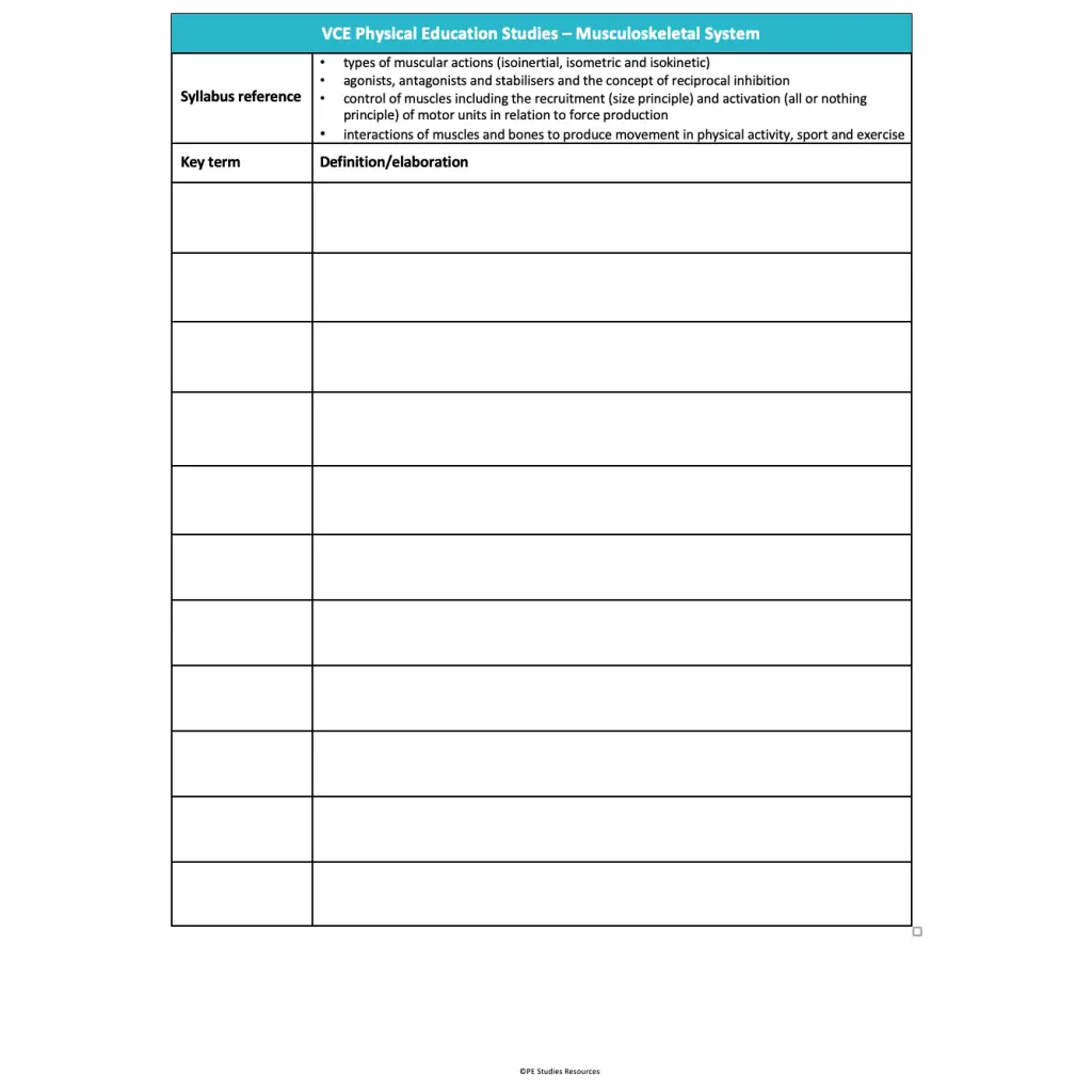ATAR Unit 1 & 2 Study Guides for VCE PE Studies – PE Studies Resources
