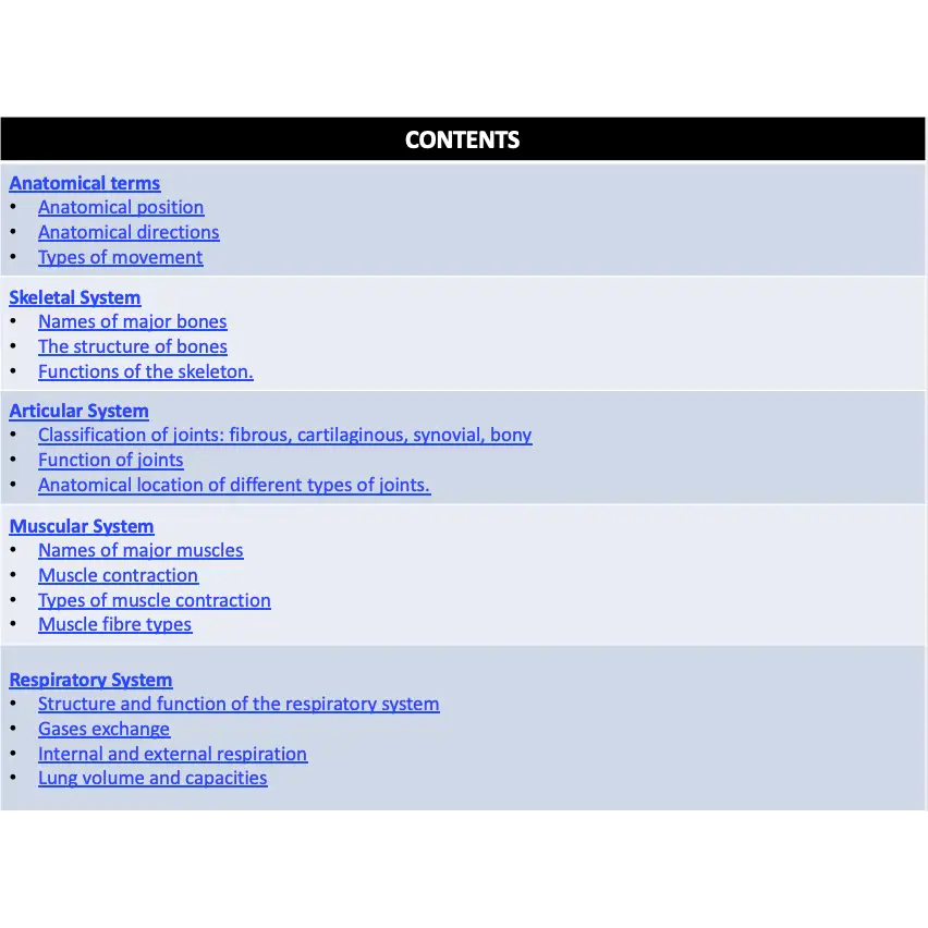 Sport Science Foundation: Body Systems - Unit 1 – PE Studies Resources