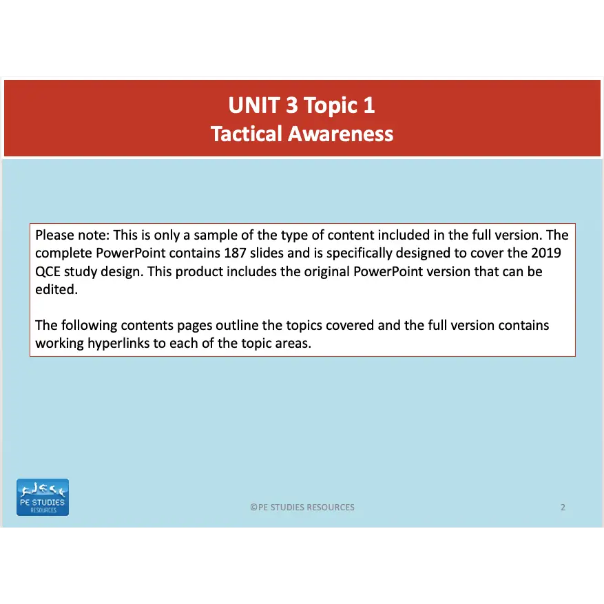 UNIT 3 Topic 1 - Tactical Awareness | QCE PE Studies – PE Studies Resources